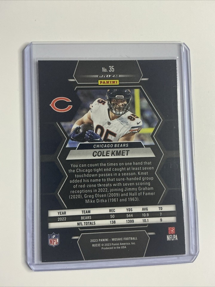 2023 Panini Mosaic Cole Kmet #35 Pink Camo Prizm Chicago Bears NFL Base ...