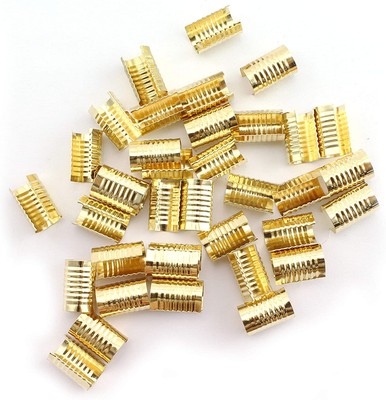 200PCS 9x14mm Golden Round Fastener Crimping Cord String Leather Rope ...