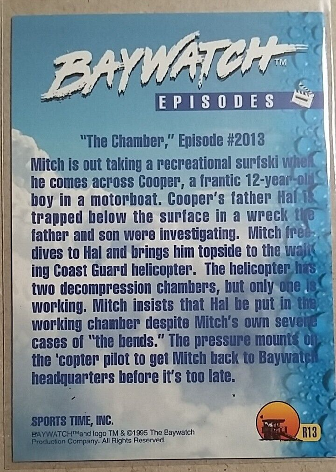 Baywatch 1995 Sports Time Inc. RAINBOW Trading Card #R13 Episode #2013 ...