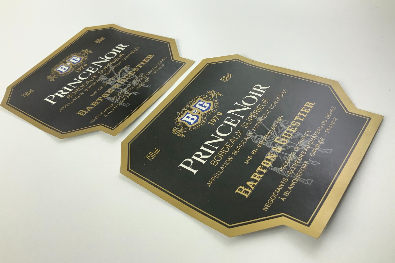 Lot of 2 Vintage Wine Label 1979 Prince Noir Barton & Guestier France ...