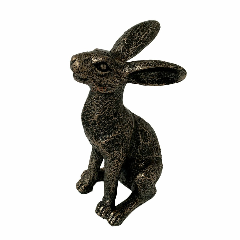 Moon Gazing Hare Garden Ornament Rabbit Sculpture Resin Statue White ...
