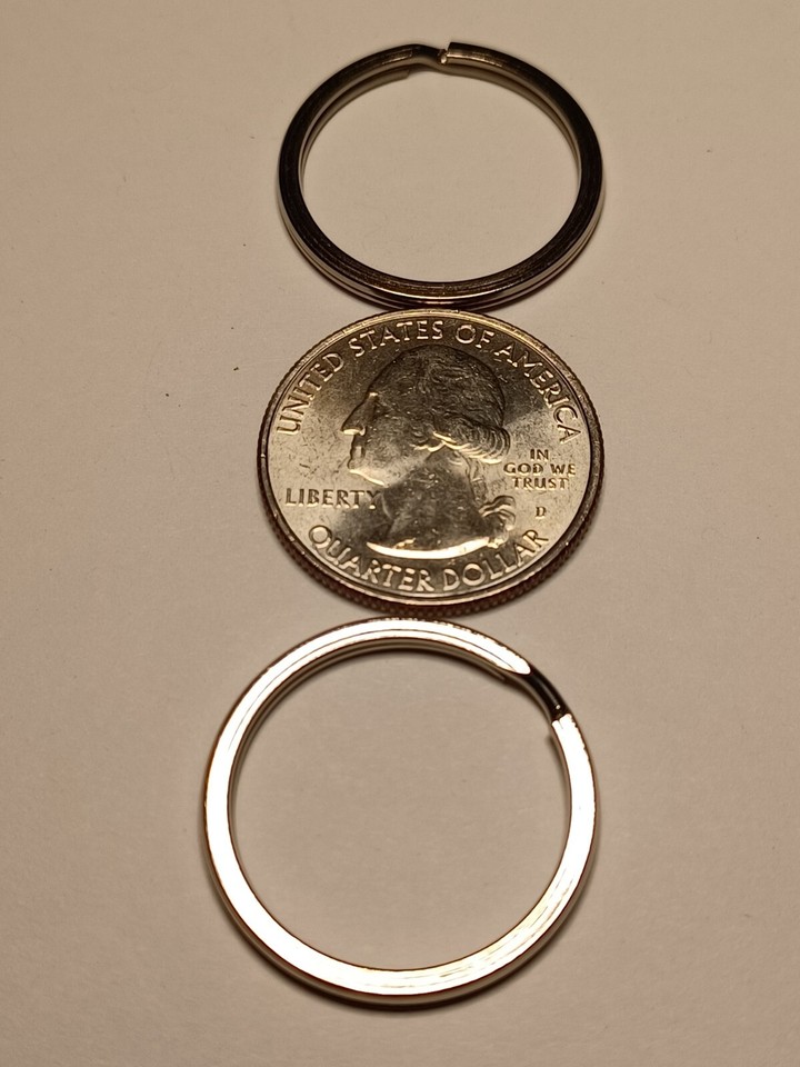2 New 1 Inch Premium 25mm Nickle Plated Flat Split Ring Key Rings Key ...