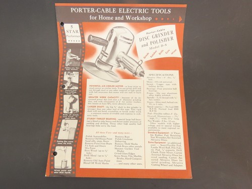 Porte Cable Electric Tools Machine Company Disc-Grinder Operation ...