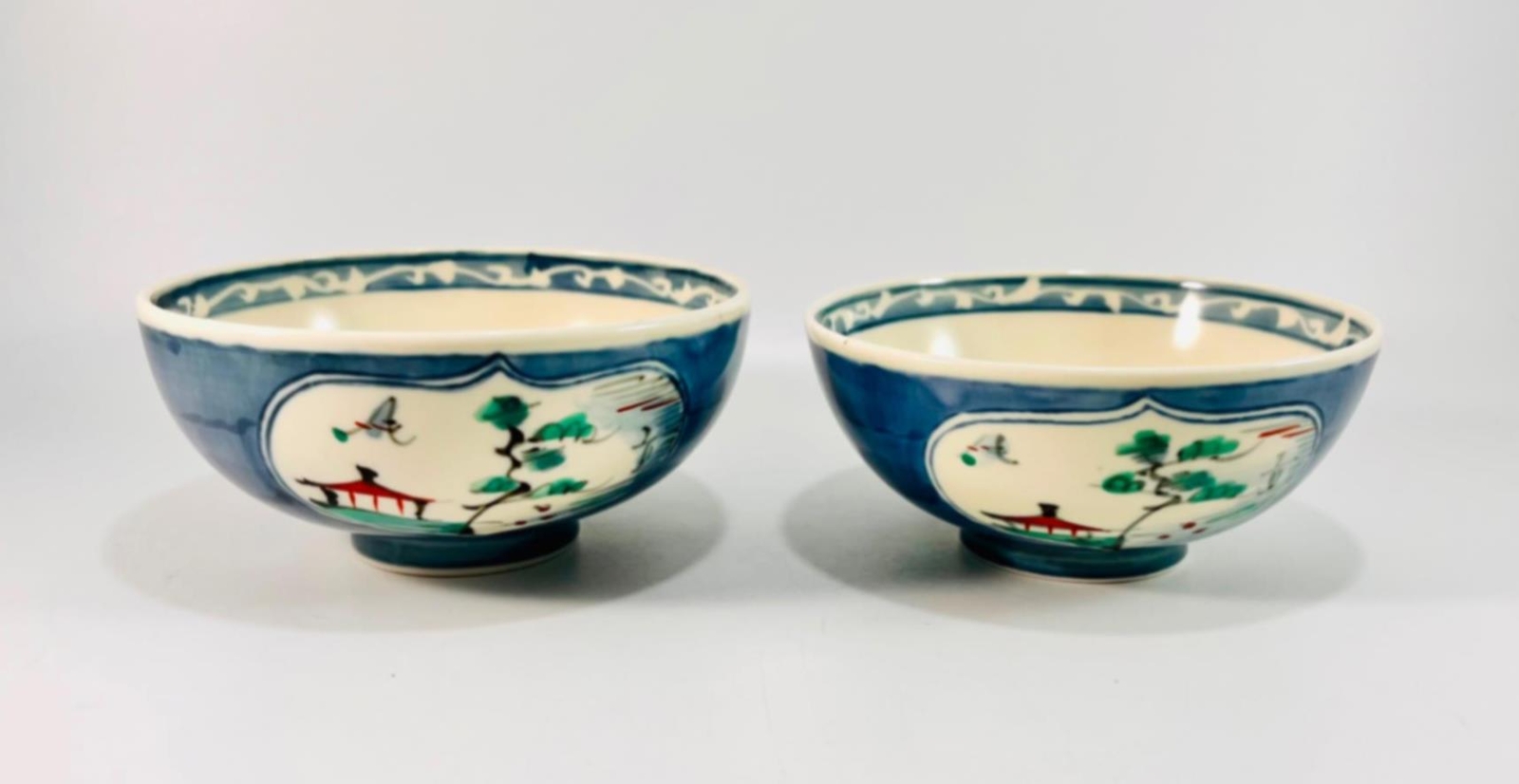 Pair of Japanese Hand Painted Small Rice Noodle Bowls | eBay