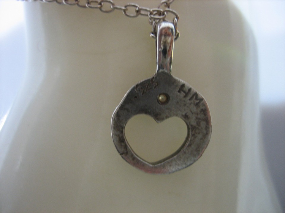 VINTAGE STERLING SILVER SIGNED HM HEART PENDANT 17" CHAIN NECKLACE | eBay