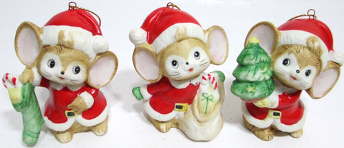 Vintage HOMCO Christmas Santa Mice Ornaments Figurines SET OF 3 | eBay