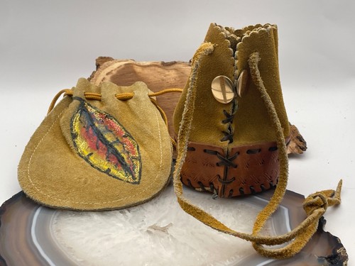 2 Vintage Native American Leather Pouches/Bags 1 Hand painted--274.25 ...
