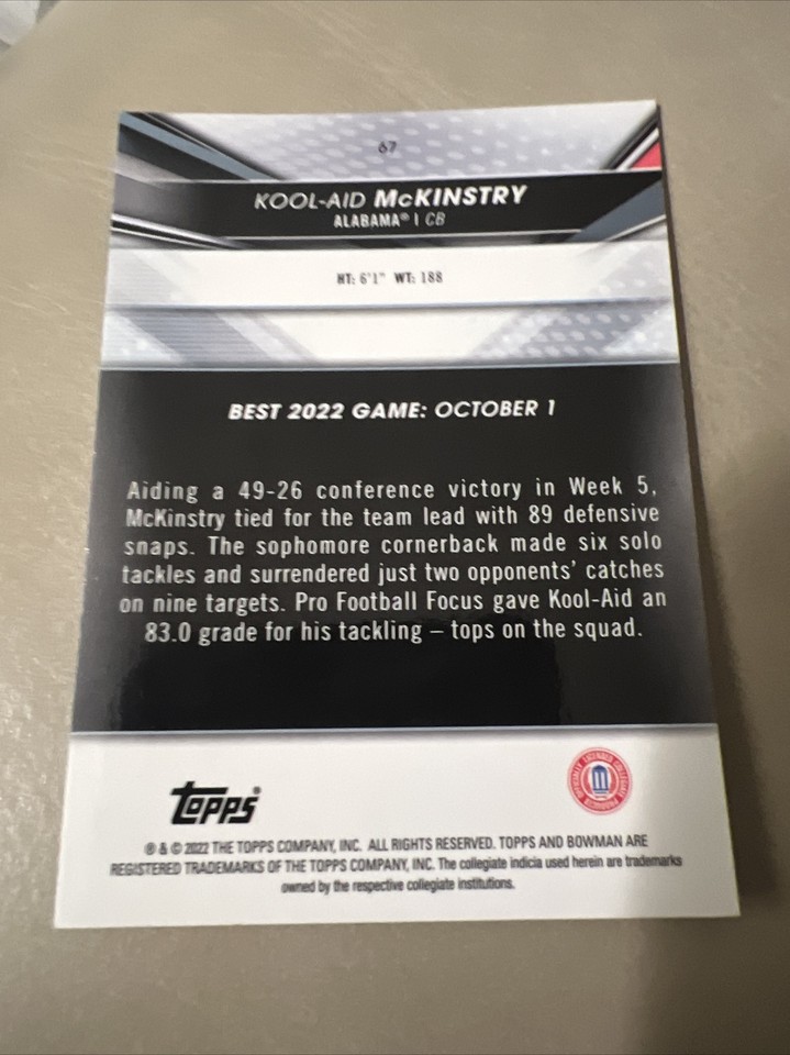 2022 Bowmans Best University Kool-Aid McKinstry Rookie RC Base #67 | eBay