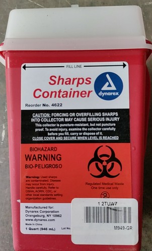 SHARPS Medical Waste Collection Container - 1 Quart - New No Box | eBay