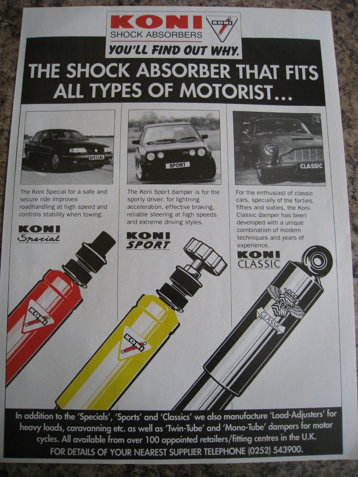 KONI SHOCK ABSORBERS SPECIAL SPORT 1994 POSTER ADVERT READY FRAME A4 ...