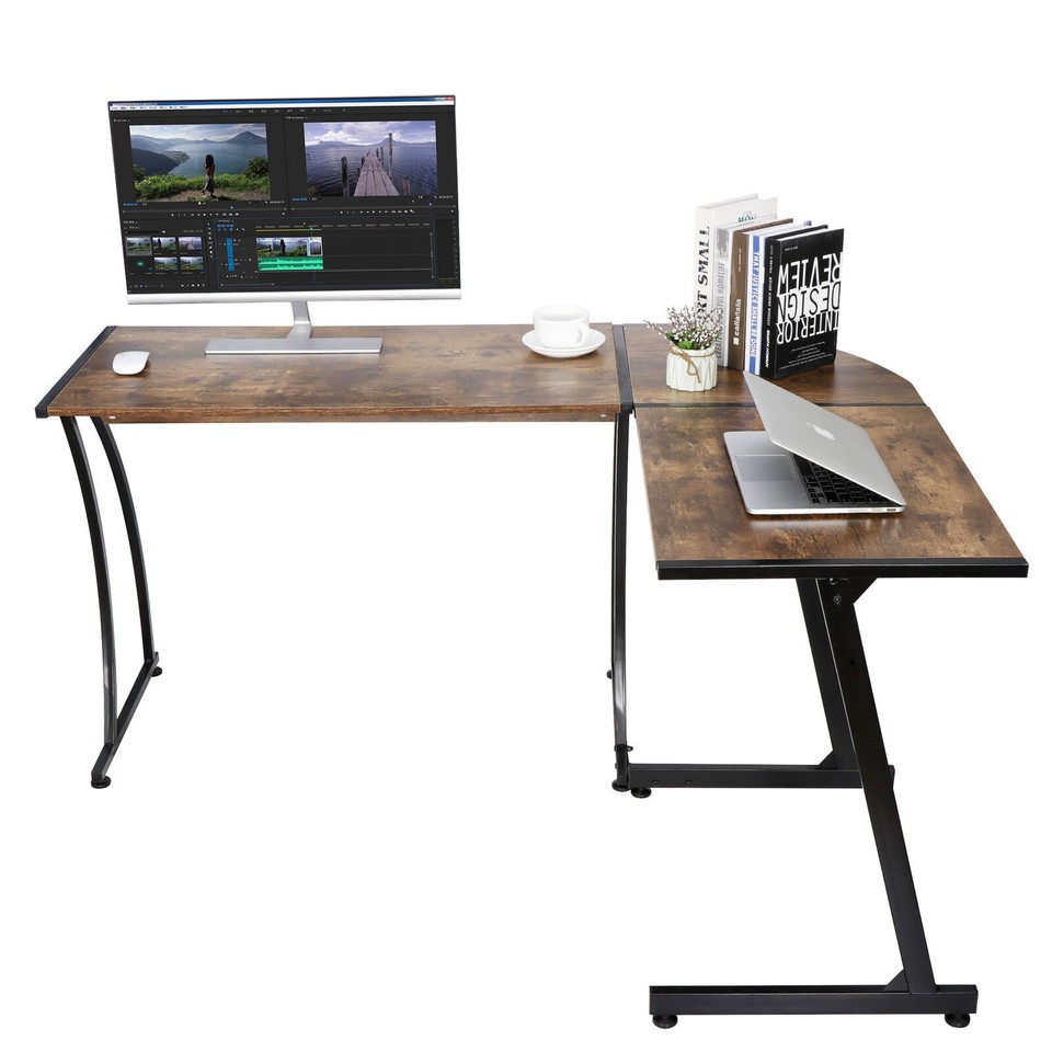 Computer L-Shaped Desk Gaming Laptop Table Corner Workstation Office ...