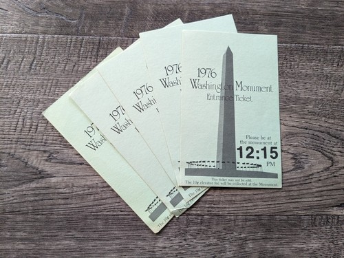 Lot of 5 Vintage 1976 Washington Monument Entrance Tickets | eBay