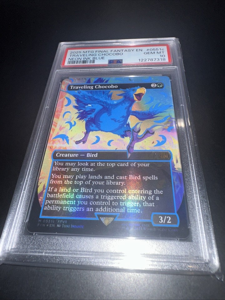 2025 MTG FINAL FANTASY TRAVELING CHOCOBO NEON INK BLUE PSA 10 RARE SSP ...