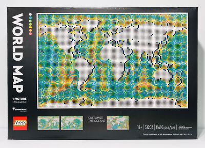 New Lego Art 31203 World Map (40.9" x 25.8") Mosaic 11695 Pcs Building ...