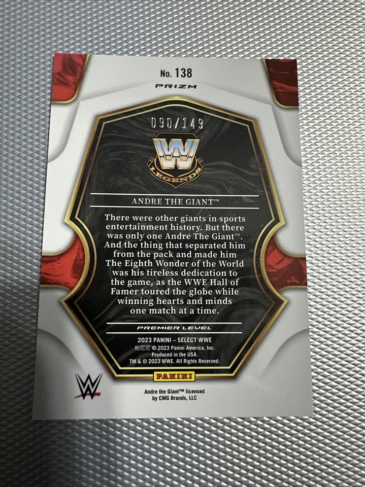 2023 Panini Select WWE #138 Andre The Giant Maroon Prizm 90/149 Premier ...