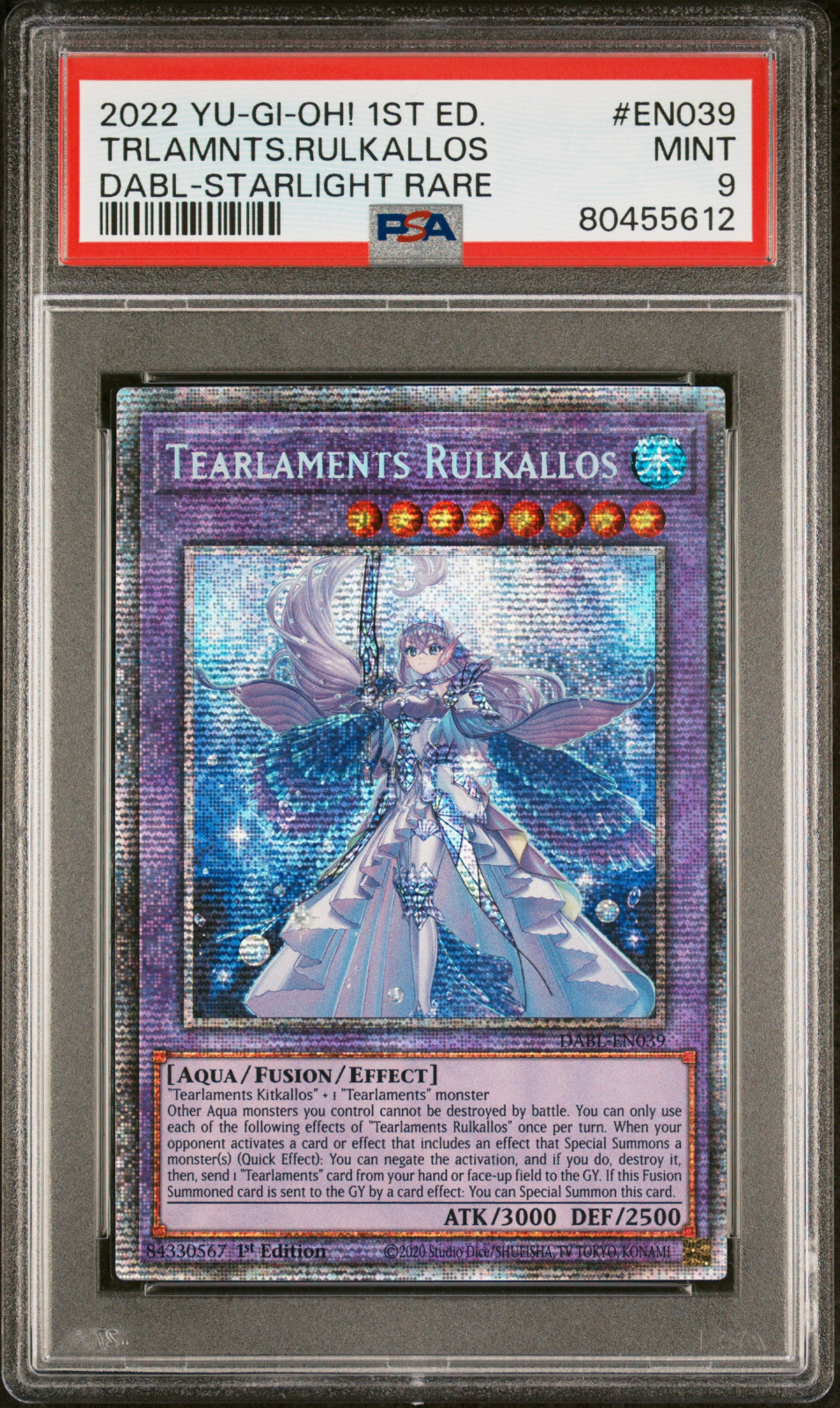 2022 YUGIOH 1ST DABL-EN039 TEARLAMENTS RULKALLOS STARLIGHT PSA 9 MINT ...