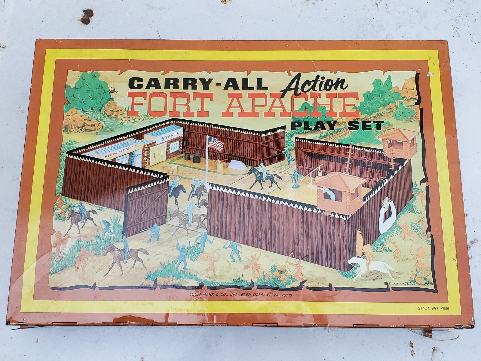 Vintage Marx Carry-All Action Fort Apache Play Set Figures Tin Litho ...