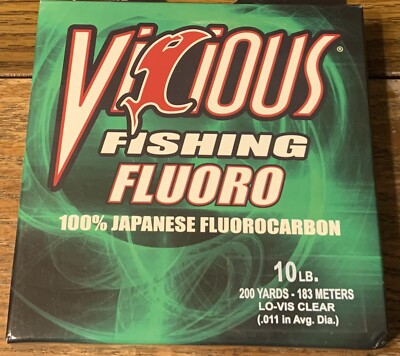 New Vicious Fishing Fluoro 200 Yard 10 Pound Test Fluorocarbon Fishing ...