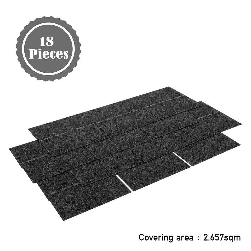18x 3-Tab Rectangular Felt Roofing Shingles Shed Roof Sheets Tiles Self ...