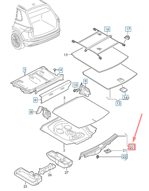 VW TIGUAN AD MK2 Boot Compartment Lock Carrier Cover 5NA863459F82V NEW ...