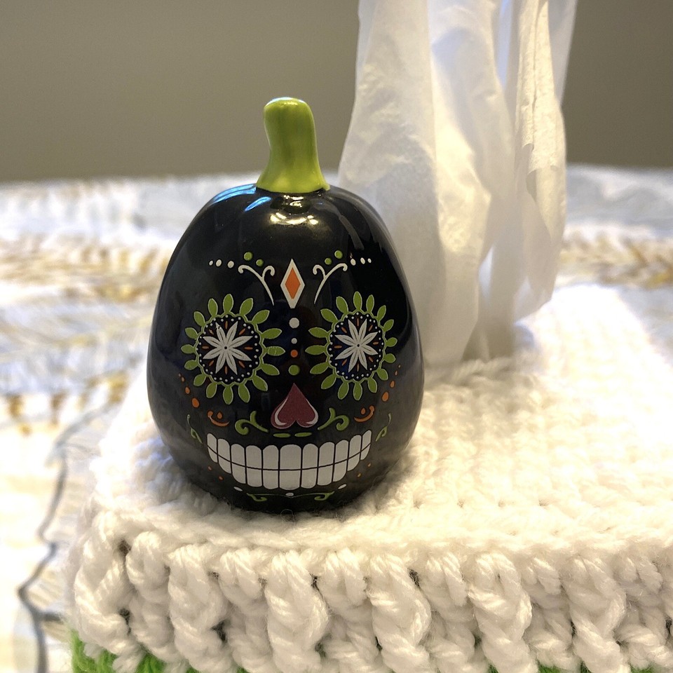 Pumpkin Sugar Skull Tissue Box Cover, Halloween Tissue Box Cover ...