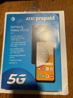 New Samsung Galaxy A13 5G SM-A136U - 64GB - Black (AT&T) prepaid Phone ...
