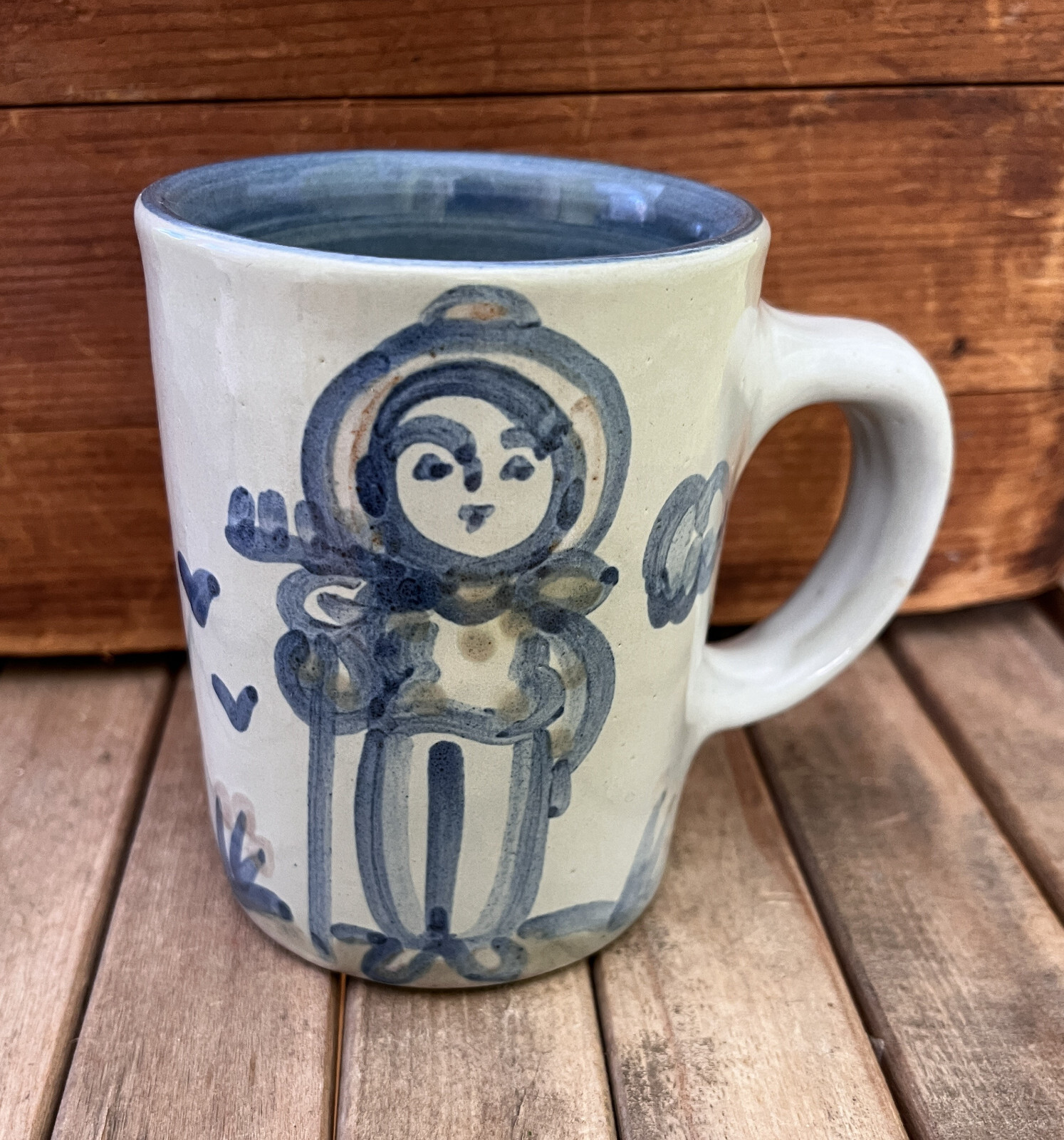 M. A. Hadley Pottery Mug Girl with Garden Rake "The End" 3.75" Coffee ...