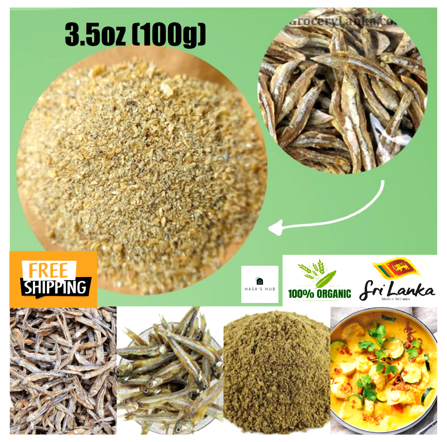Sprats Powder (Halmasso) Sun Dried Salted 100% Quality Ceylon Dry Fish ...