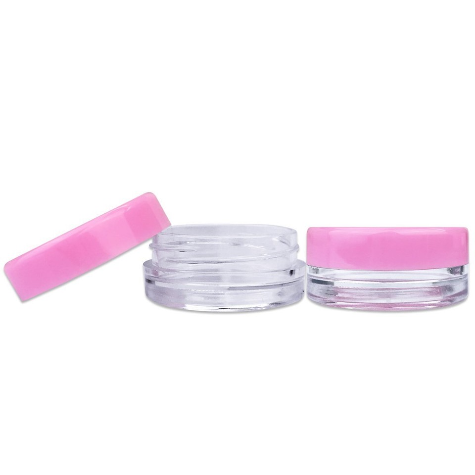 1000 Pieces 3 Gram/3ML Pink Plastic Makeup Cosmetic Sample Jar ...