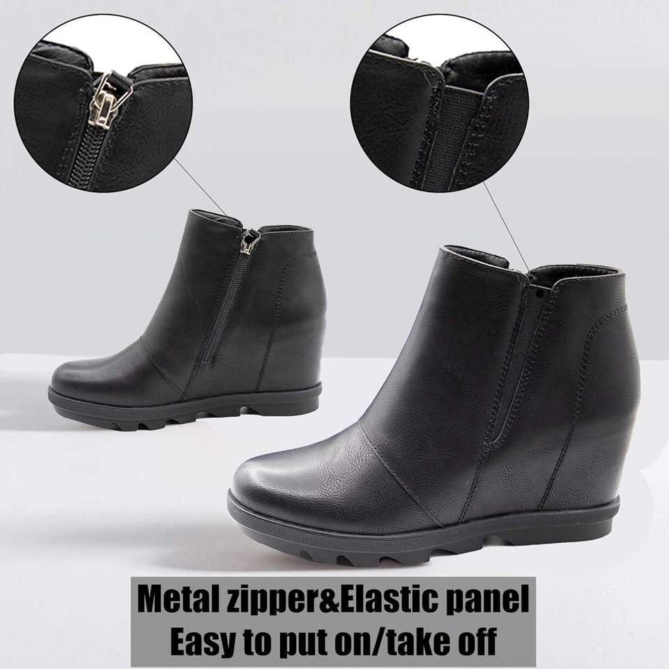 Wedge Booties for Women with Heel Hidden Wedge Boots Comfortable Ankle ...
