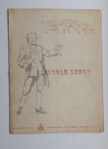 1958 LINCOLN LODGE Restaurant Menu Ohio State Buckeye Football Columbus ...