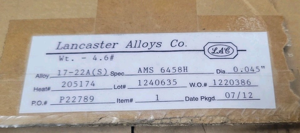 Turbaloy 17-22, MC-GRADE 0.045" AMS 6458H 4.5 lbs Welding Wire US ...