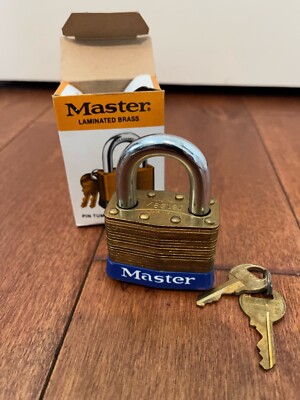 Vintage No 6 Master Lock Padlock Laminated Brass 1-1/2" Shackle, 2 ...