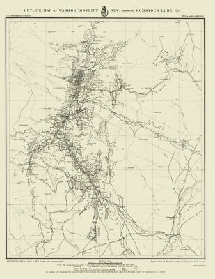 Historic Mine Map - Nevada Washoe District Comstock Lode - USGS 1879 ...