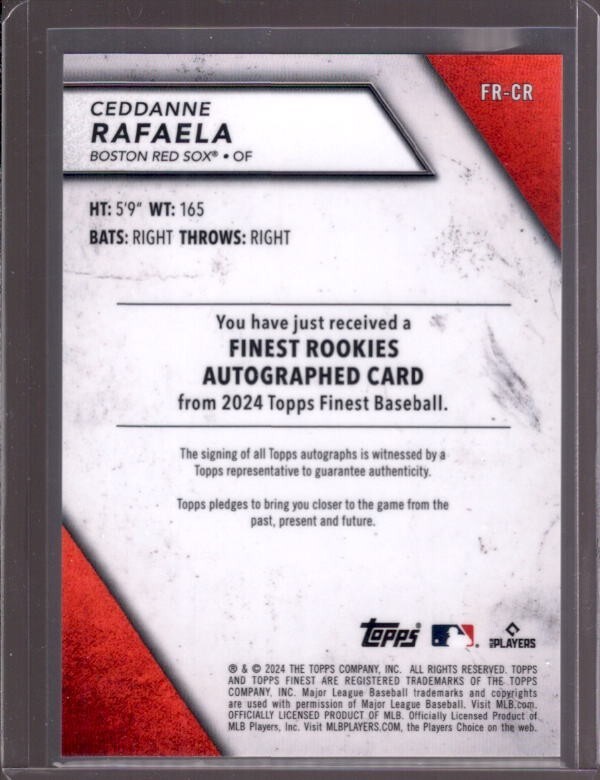 CEDDANNE RAFAELA 2024 Topps Finest Green Refractor RC Autograph Auto ...