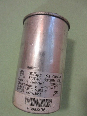 * Capacitor * Part # CBB65B * 60/5 uF +-6% * 370 VAC 50/60 Hz SH * | eBay