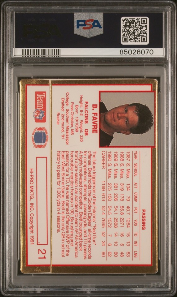 1991 ACTION PACKED RC UPDATE #21 BRETT FAVRE ROOKIE RC PSA 9 | eBay