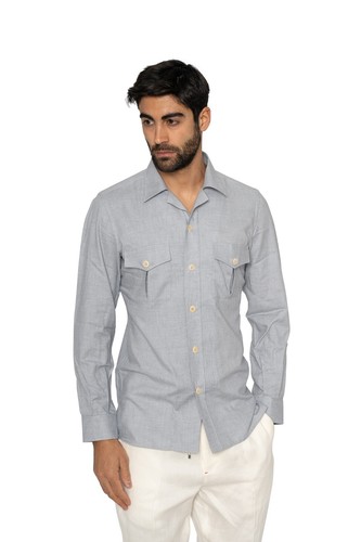 LUXURY MAROL BOLOGNA Safari Jacket Light Blue Shirt Cashmere Blend 16 ...