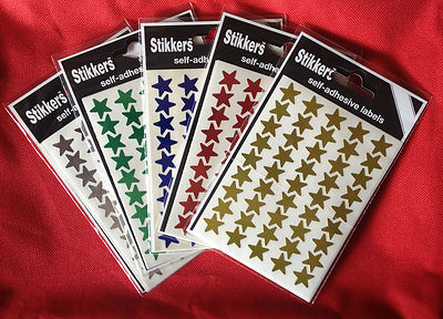 675 / 135 Assorted Coloured Self Adhesive Sticky Stars Reward Stickers ...