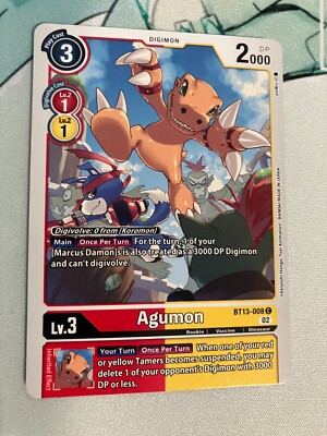Agumon BT13-008 C Digimon CCG | Versus Royal Knights NM | eBay