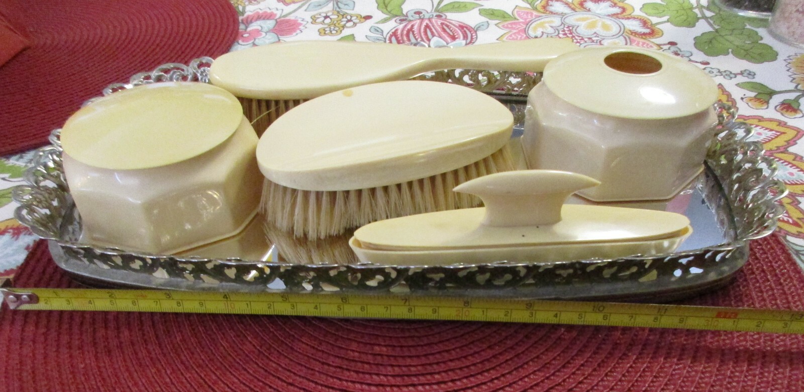 5-Piece Art Deco French IVORY PYRALIN Celluloid Vanity/Dresser Set | eBay