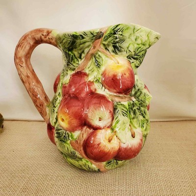 Vintage World Bazaar Raised Apple Glazed Pitcher Country Ceramic 3D | eBay