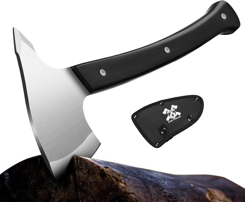 Full Tang Survival Camping Axe with Wood Ergonomic Handle and Nylon ...