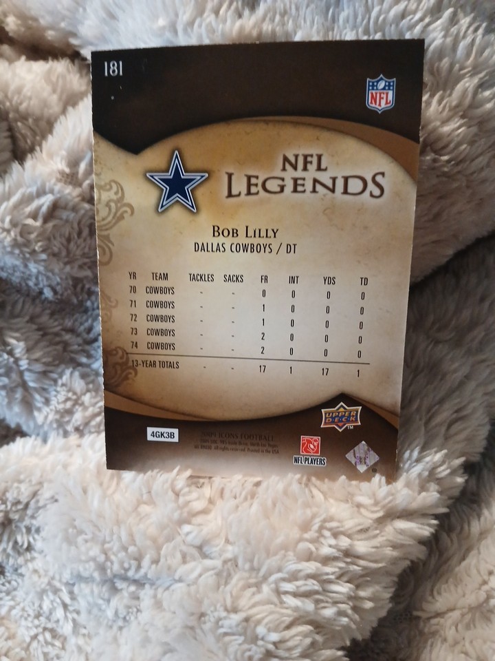 2009 UD Icons Bob Lilly Serial #'d Collector Card /599 NFL Legends ...