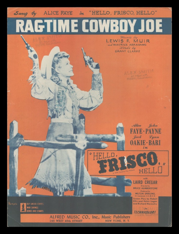 HELLO FRISCO HELLO 1943 Ragtime Cowboy Joe ALICE FAYE Movie Vintage ...