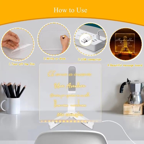 LED Note Board with Colors for Kids, Light LED Drawing Board 7.9 * Glow ...