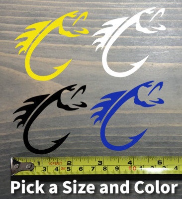 Fish Fishing Sticker Decal Hook Bass Crappie Walleye Trout Salmon Simms ...