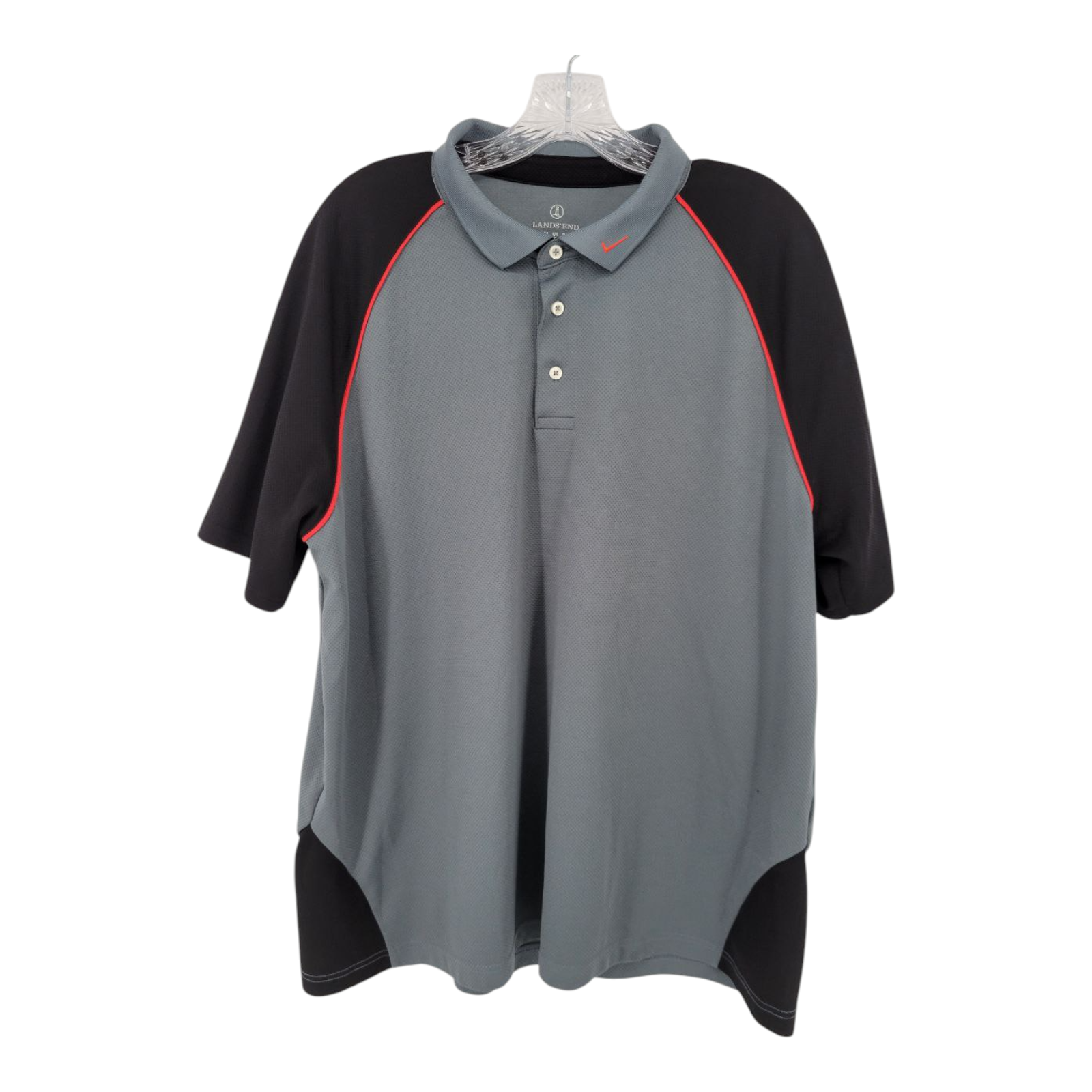 Lands End Mens Gray Black Polo Shirt XL Verizon Logo Red Trim | eBay