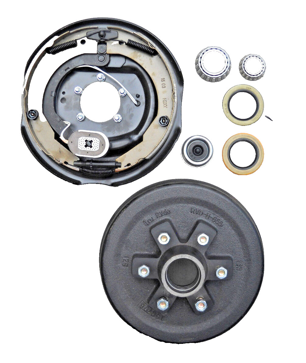 Trailer Axle Rebuild Kit 6 x 5.5 Lug Electric Brake Backing 5200 6000 ...