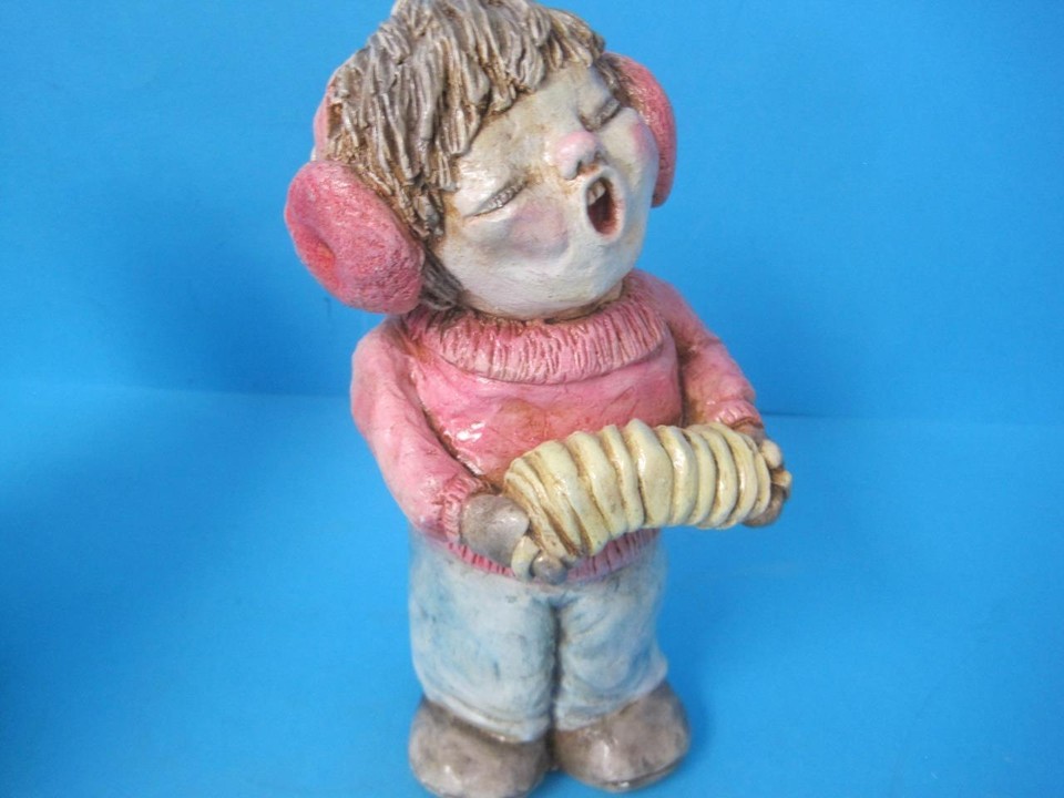 SET OF 4 CAROL RARDON CHALKWARE HOLIDAY CAROLING 1970'S GROTESQUE ...